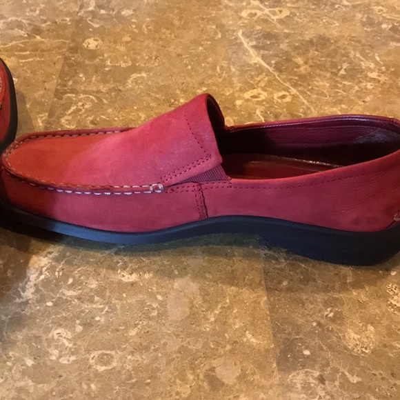 Ecco | Shoes | Ecco Red Suede Loafer Vegetable Tanned | Poshmark
